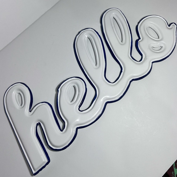 Wall Decor | Fun Metal Hello Sign | Poshmark